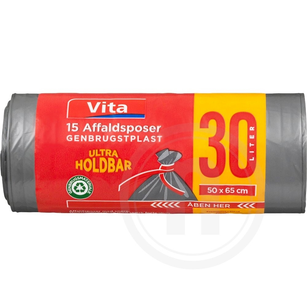 Affaldsposer m. snører 30 l fra Vita – Leveret med nemlig.com