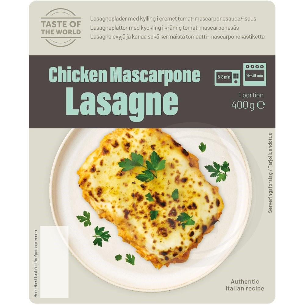 Chicken mascarpone lasagne fra Taste of the world – Leveret med nemlig.com
