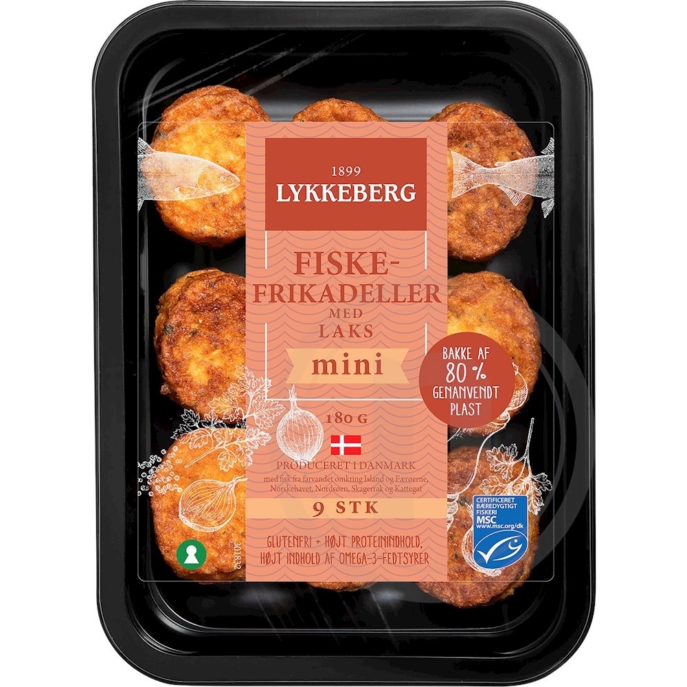 Fiskefrikadeller m. laks fra Lykkeberg – Leveret med nemlig.com