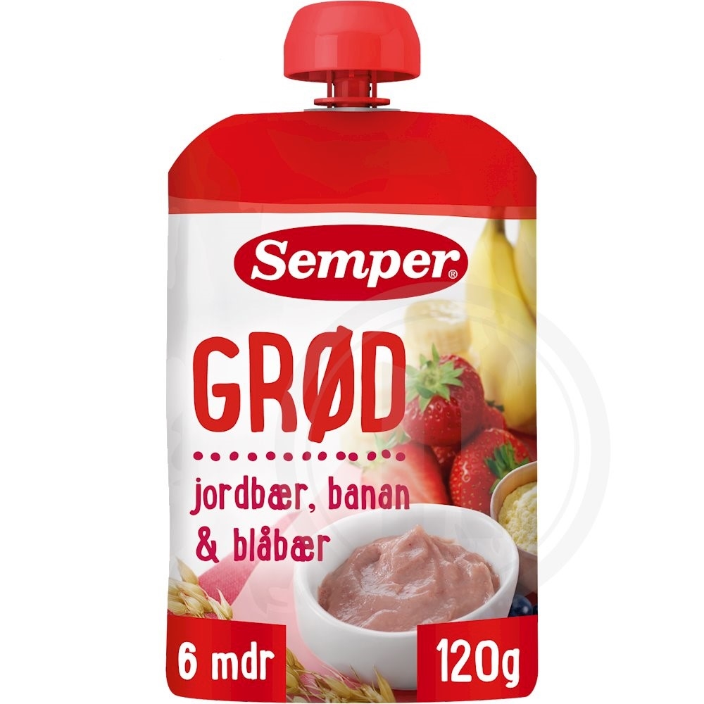 Grød m. jordbær og banan fra Semper – Leveret med nemlig.com Grød m. jordbær og banan fra Semper – Leveret med nemlig.com