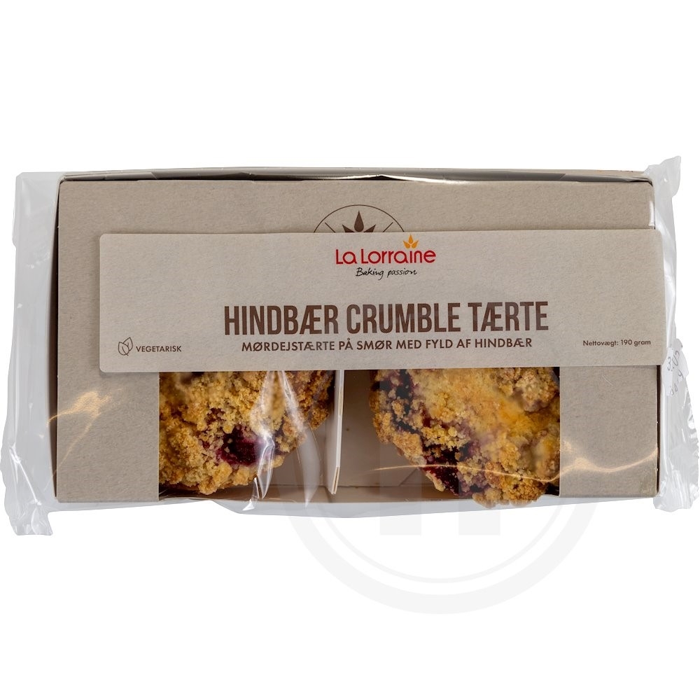 Hindbærtærte m. crumble fra La Lorraine – Leveret med nemlig.com