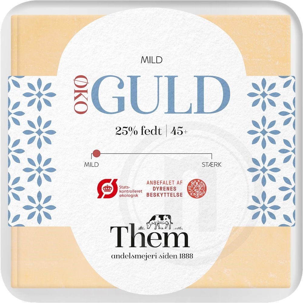 Mild Guld ost 45+ i skiver øko fra Them – Leveret med nemlig.com