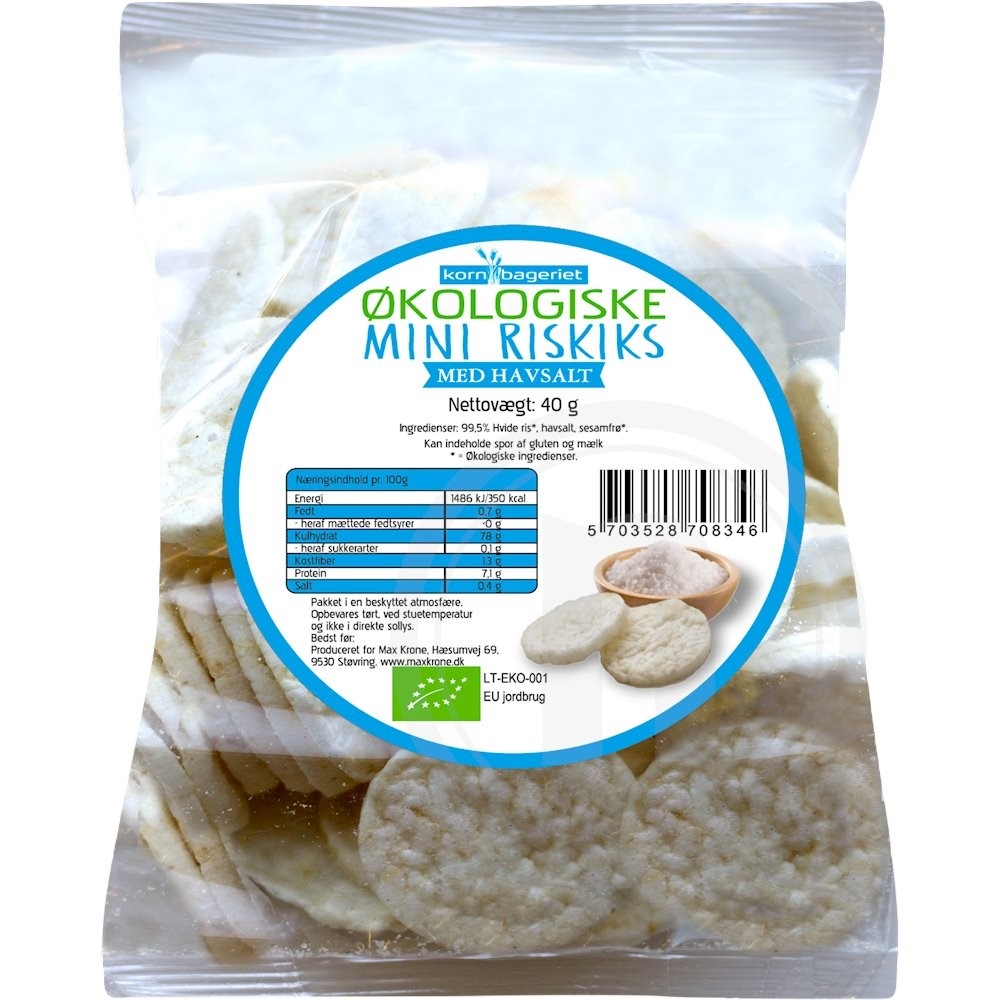 Mini riskiks m. havsalt øko. fra Kornbageriet – Leveret med nemlig.com
