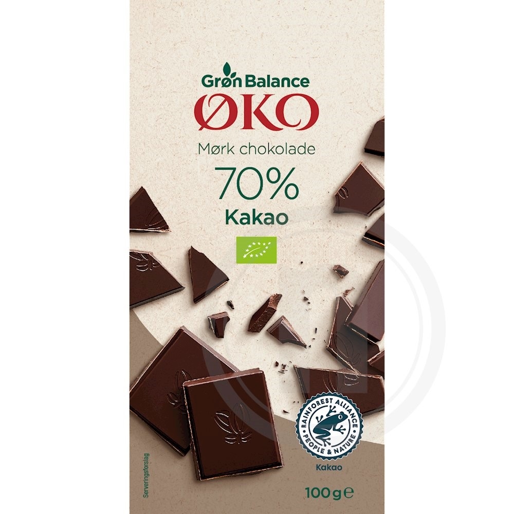 Mørk chokolade 70% øko. fra Grøn Balance – Leveret med nemlig.com