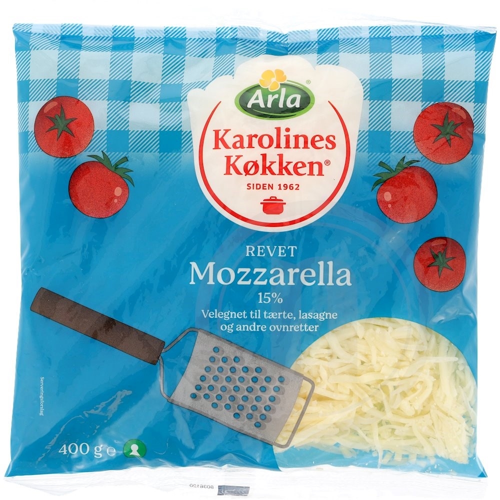 Mozzarella ost 15% (revet) fra Karolines Køkken – Leveret med nemlig.com