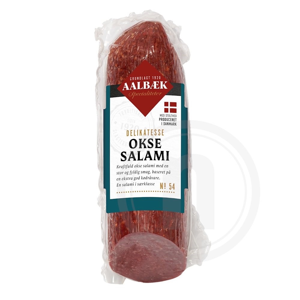 Okse salami fra Aalbæk Specialiteter – Leveret med nemlig.com