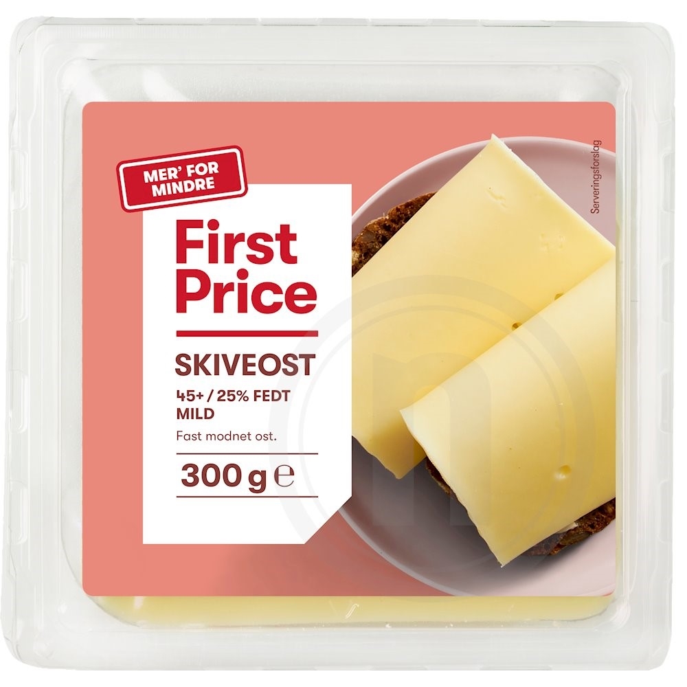 Ost i skiver 45+ (mild) fra First Price – Leveret med nemlig.com