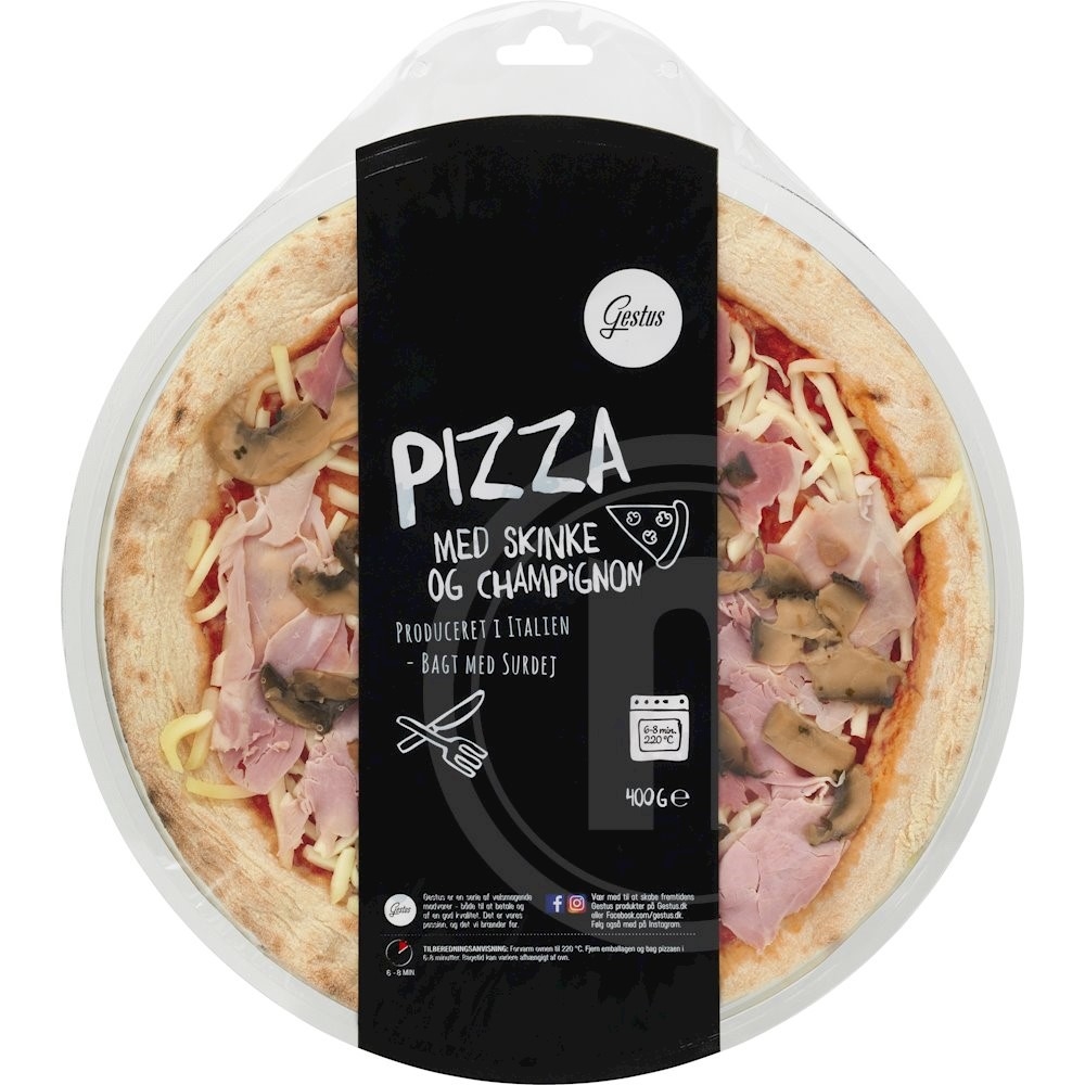 Pizza m. skinke og champignon fra Gestus – Leveret med nemlig.com