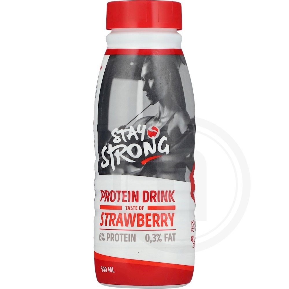 Proteindrik m. jordbær fra Stay Strong – Leveret med nemlig.com