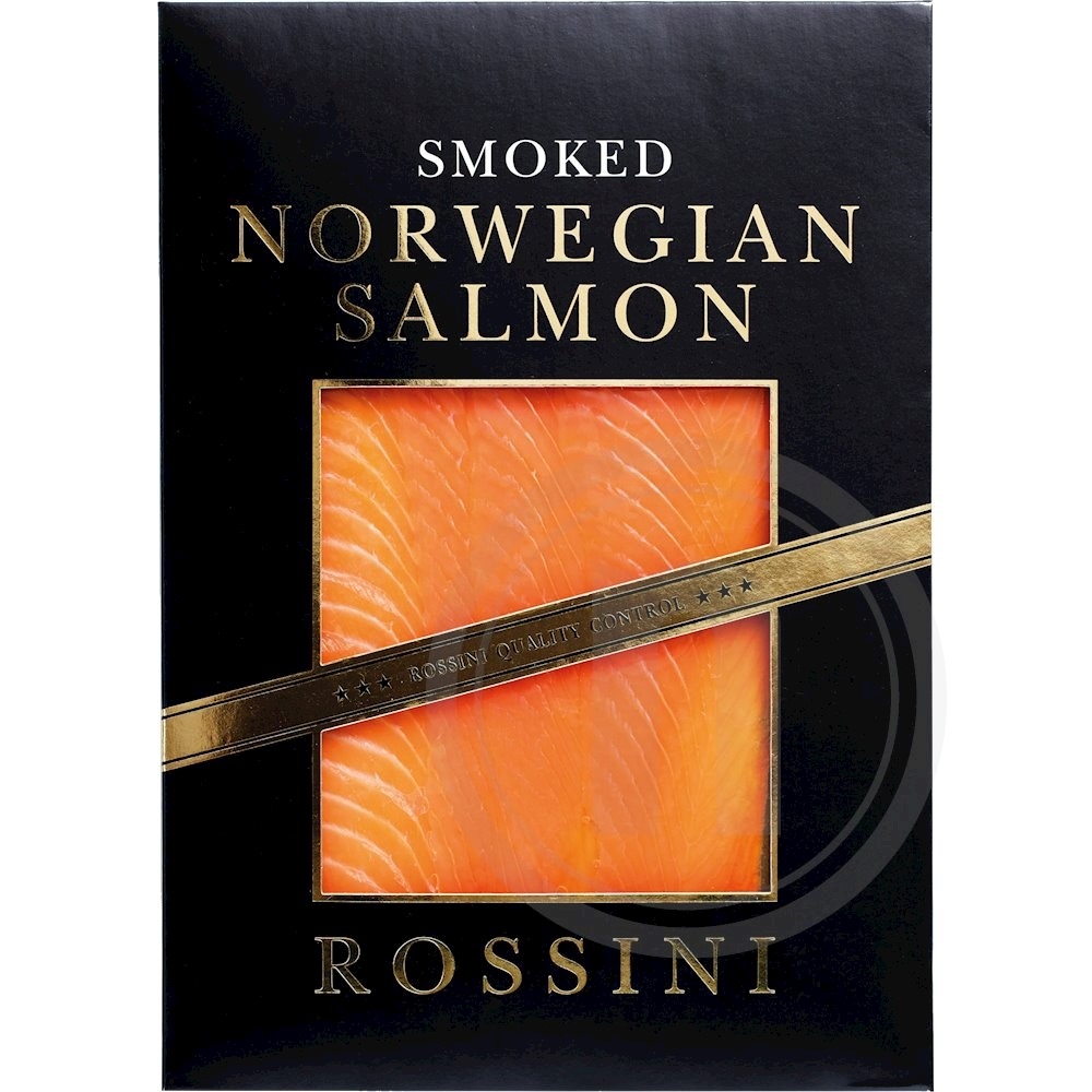 Røget norsk laks i æske fra Rossini – Leveret med nemlig.com