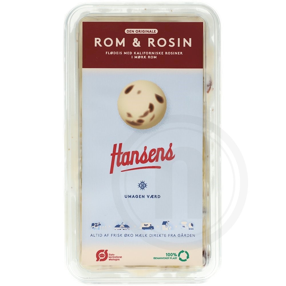 Rom-rosin is øko. fra Hansens Flødeis – Leveret med nemlig.com