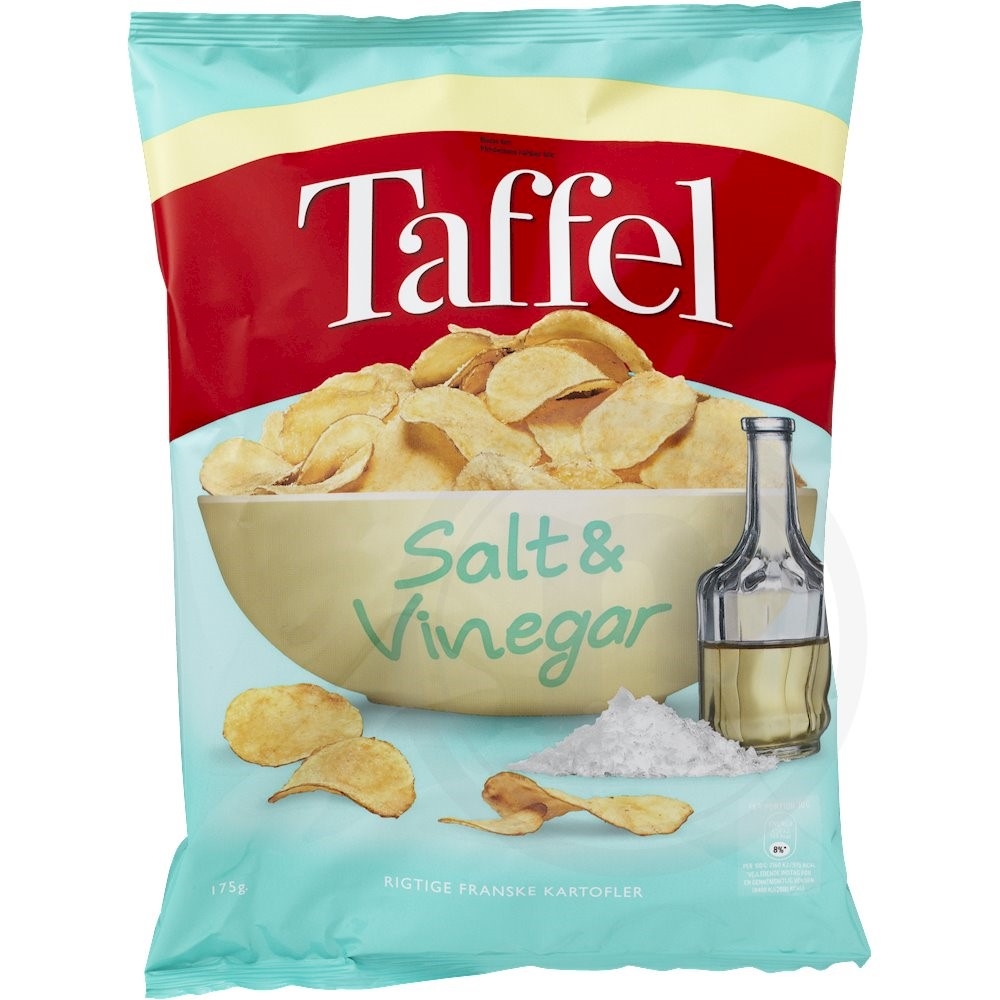 Salt og eddike chips fra Taffel – Leveret med nemlig.com