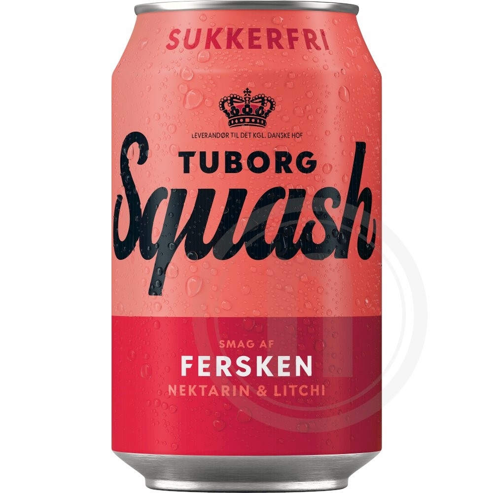 Squash Fersken Sukkerfri (dåse fra Tuborg – Leveret med nemlig.com